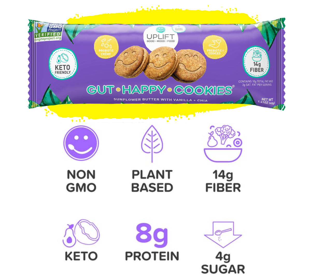 Gut Happy Cookies | Sunflower Butter with Vanilla and Chia – UpliftFood